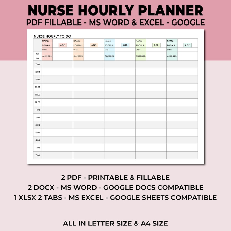 Nursing Task List: Daily Nurse Planner, Patient Care Sheet, Shift ...