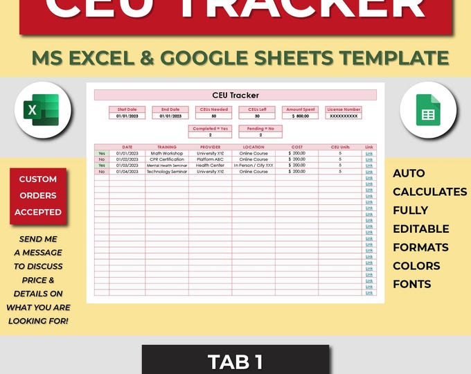 Complete Continuing Education Tracker for Professional Development Easy ...