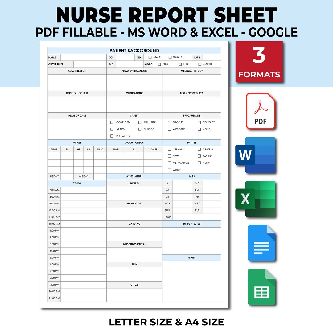 Med Surg Nursing Report Sheet. Nurse Report Sheet. ICU Nurse Brain ...