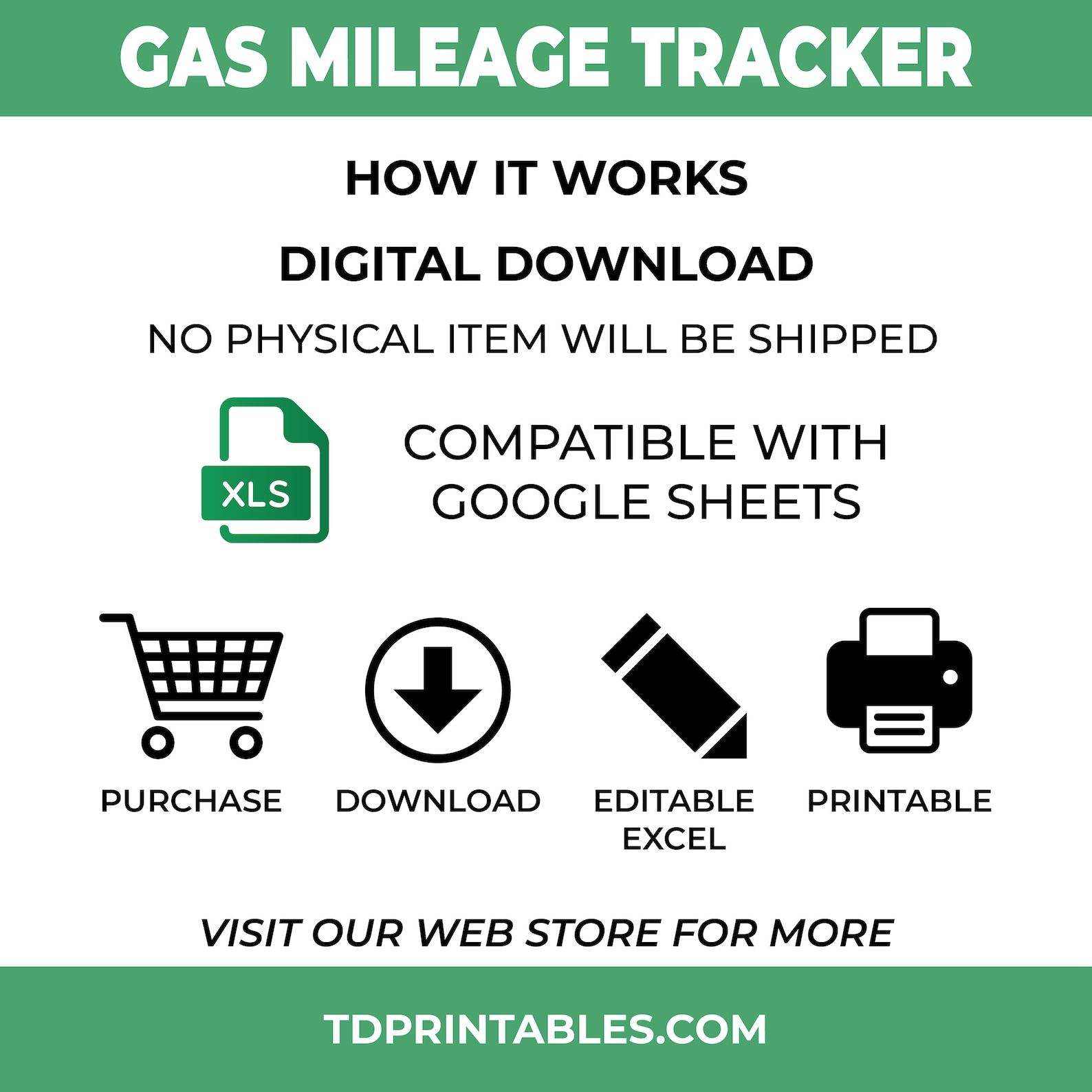 Gas Mileage Tracker. Mileage Log Sheet. Auto Calculate Excel ...
