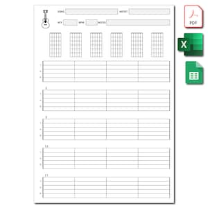 Guitar Blank Tabs & Chords Chart. Blank Sheet Music Guitar Chord Chart ...