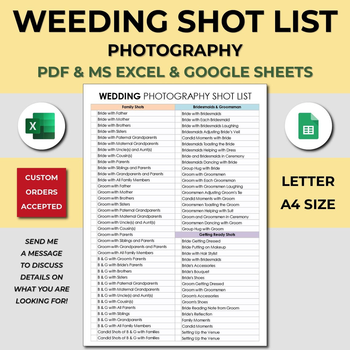 Wedding Photography Shot List Template. Photography Shot List for ...