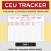 Continuing Education Spreadsheet. Excel & Google Sheets. CEU Tracker ...