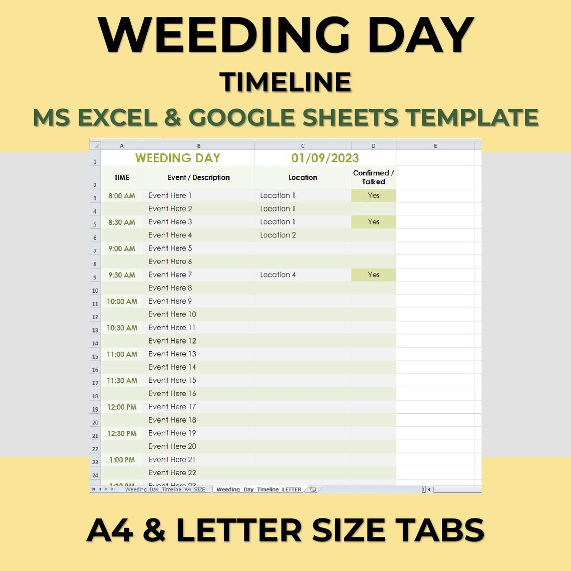 Wedding Planning Detailed Timeline Template. Hourly Wedding Timeline ...
