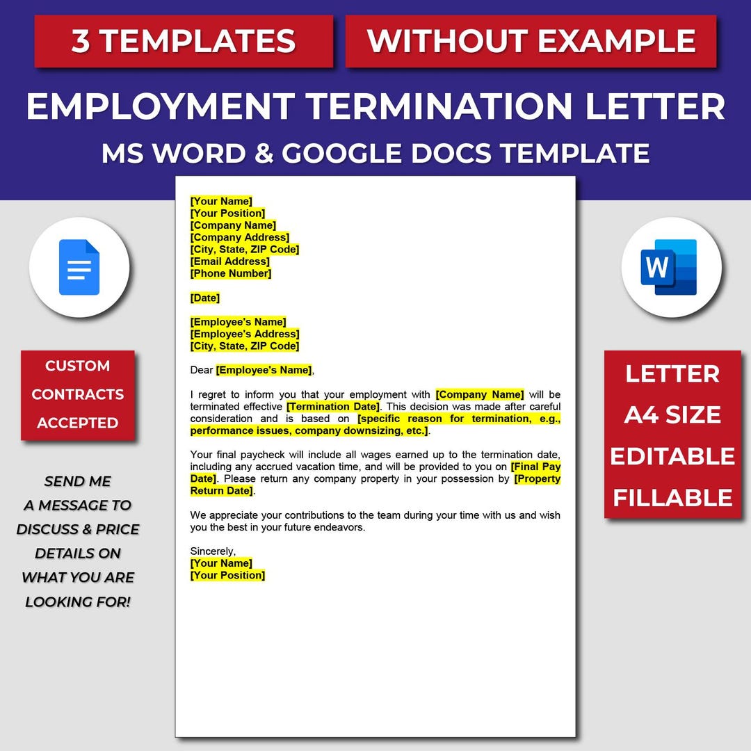 Employment Termination Notice Template. Termination of Employment ...