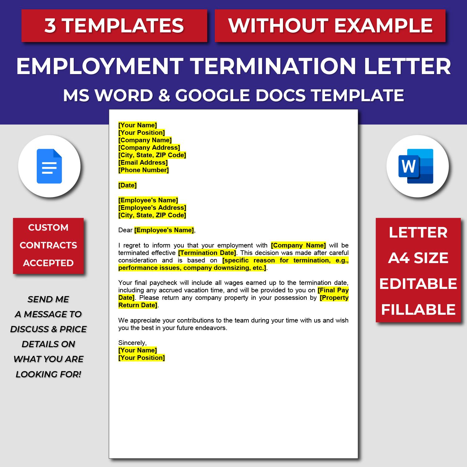 Employment Termination Notice Template. Termination of Employment ...