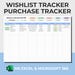 Wishlist & Purchase Tracker Spreadsheet, EXCEL 365 Template, Shop ...