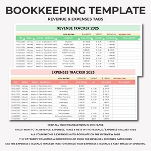 Small Business Bookkeeping Template, Business Bookkeeping Spreadsheet ...