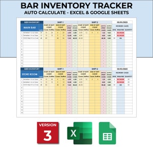 Bar & Restaurant Inventory Sheet: Beer, Liquor, Wine, Alcohol, Other ...