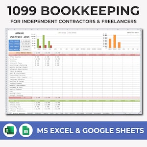 1099 Bookkeeping Spreadsheet, Excel & Google Sheet, Finance Spreadsheet ...