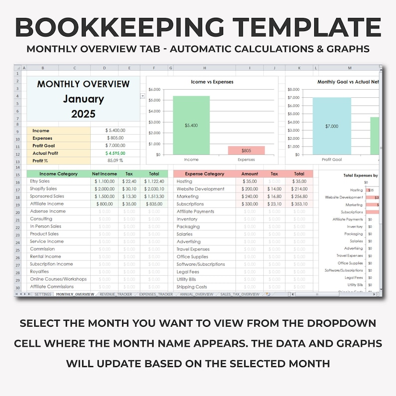 Small Business Bookkeeping Template, Business Bookkeeping Spreadsheet ...