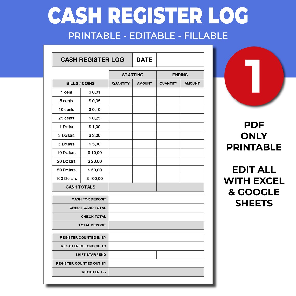Cash Breakdown. Count Sheet. PDF Cash Breakdown Slip. Cash Withdrawal ...