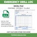 Printable Emergency Evacuation Log. Emergency Drill Record. Fire Drill ...