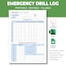 Printable Emergency Evacuation Log. Emergency Drill Record. Fire Drill ...