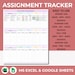 Google Sheets Study Tracker Template, Excel Student Assignment Tracker ...
