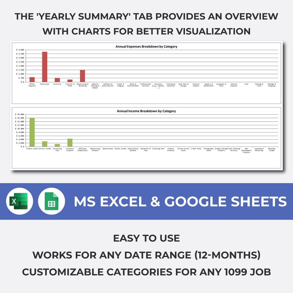 1099 Bookkeeping Spreadsheet, Excel & Google Sheet, Finance Spreadsheet ...