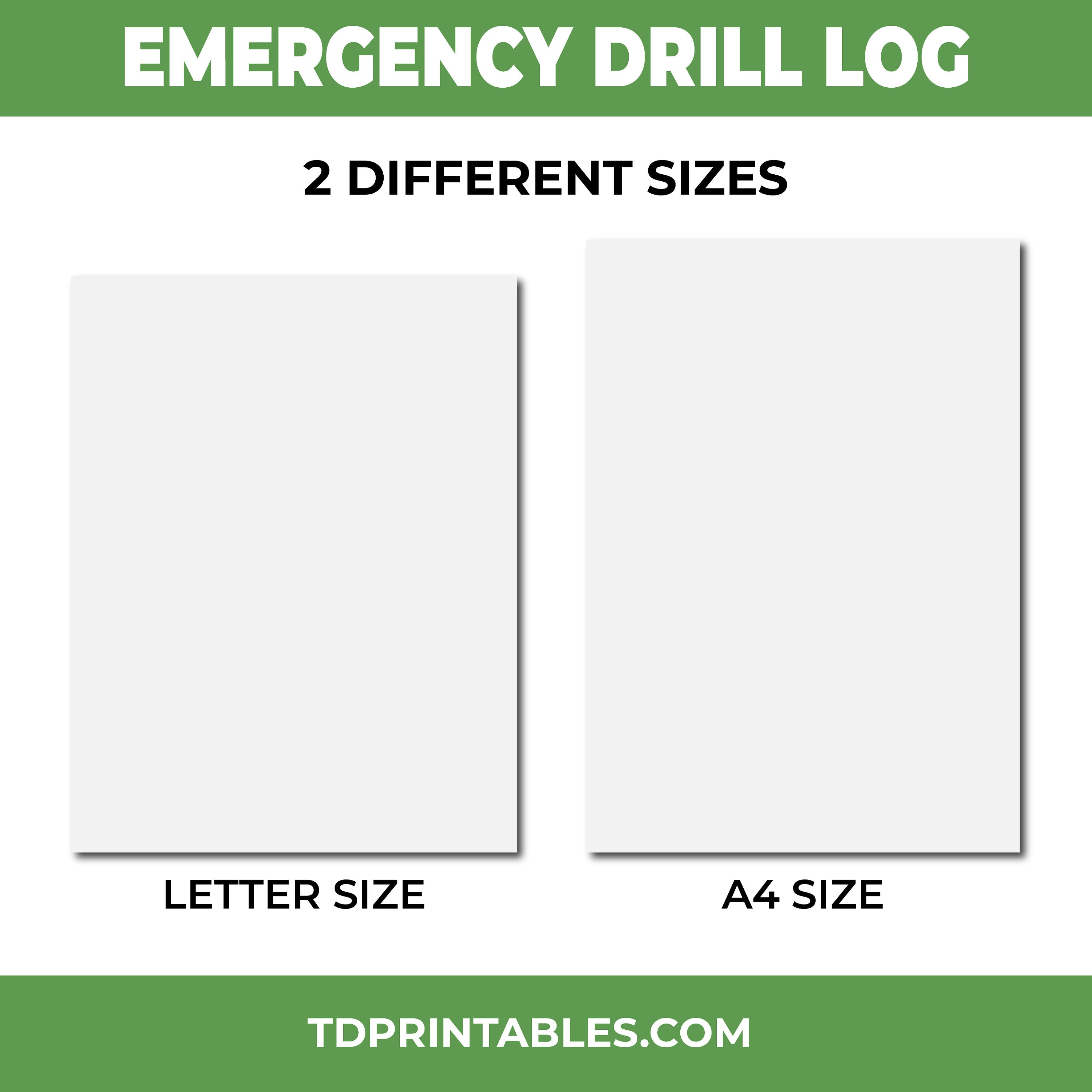 Printable Emergency Evacuation Log. Emergency Drill Record. Fire Drill ...