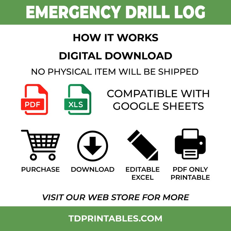Printable Emergency Evacuation Log. Emergency Drill Record. Fire Drill ...