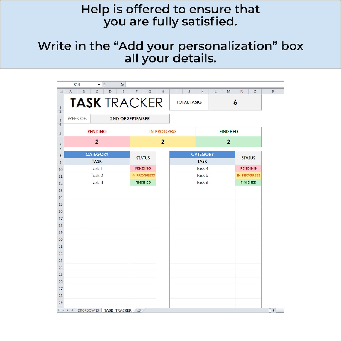 Task Checklist Tracker Spreadsheet Template. Work Tracker in Excel ...