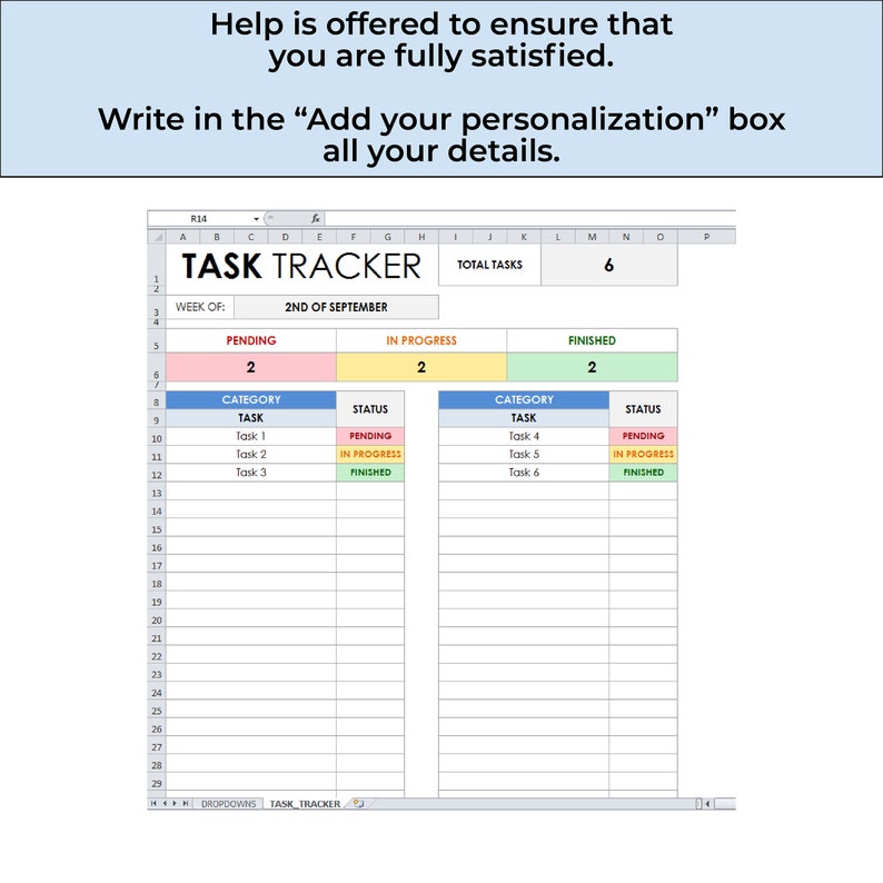 Task Checklist Tracker Spreadsheet Template. Work Tracker in Excel ...