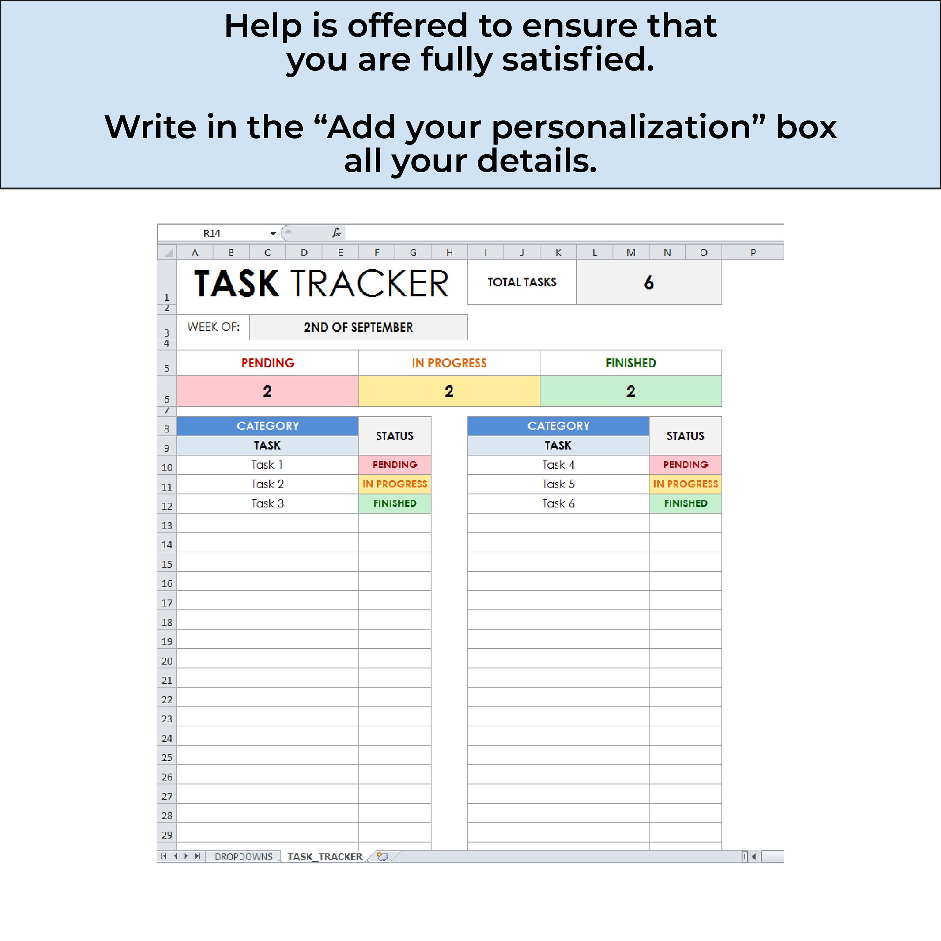 Task Checklist Tracker Spreadsheet Template. Work Tracker in Excel ...