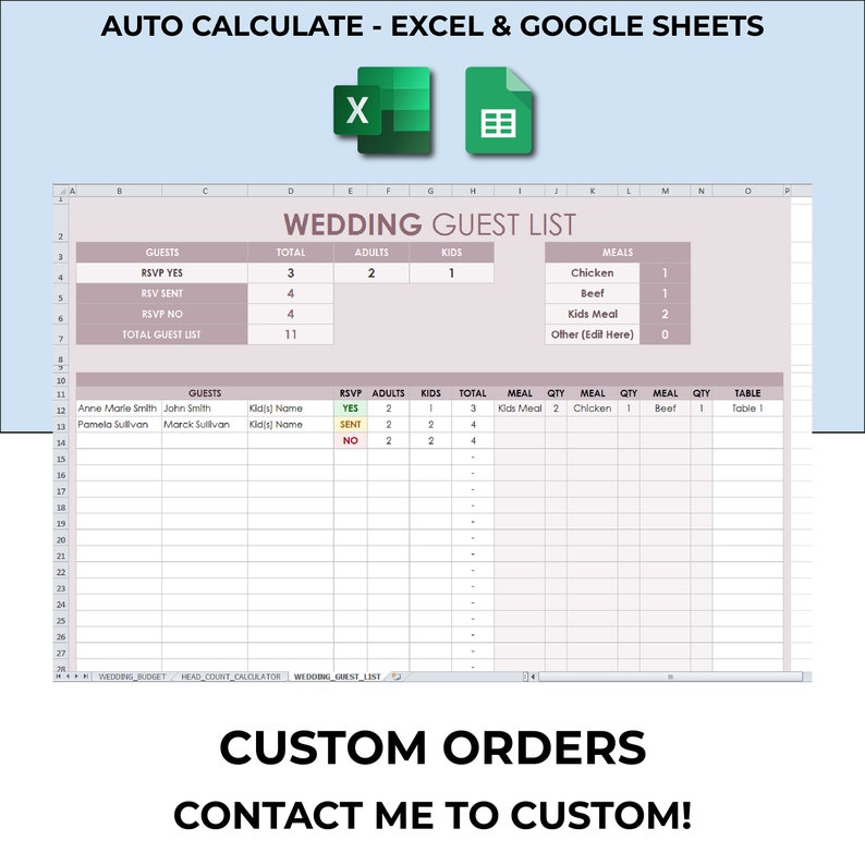 Wedding Budget Spreadsheet Template. Wedding Planner Template. Wedding ...
