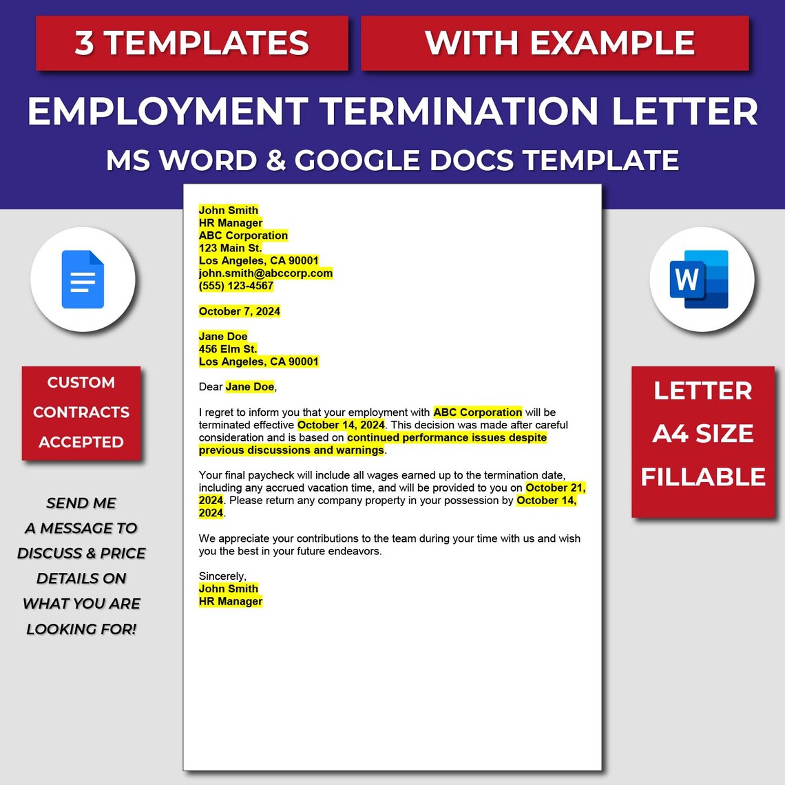 Employment Termination Notice Template. Termination of Employment ...
