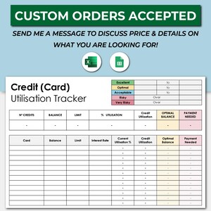 Credit Card Utilisation Tracker Spreadsheet Template. Excel and Google ...