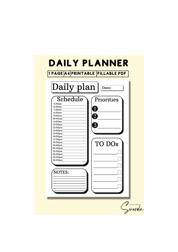 DAILY PLANNER PRINTABLE to Do List Printable Productivity - Etsy