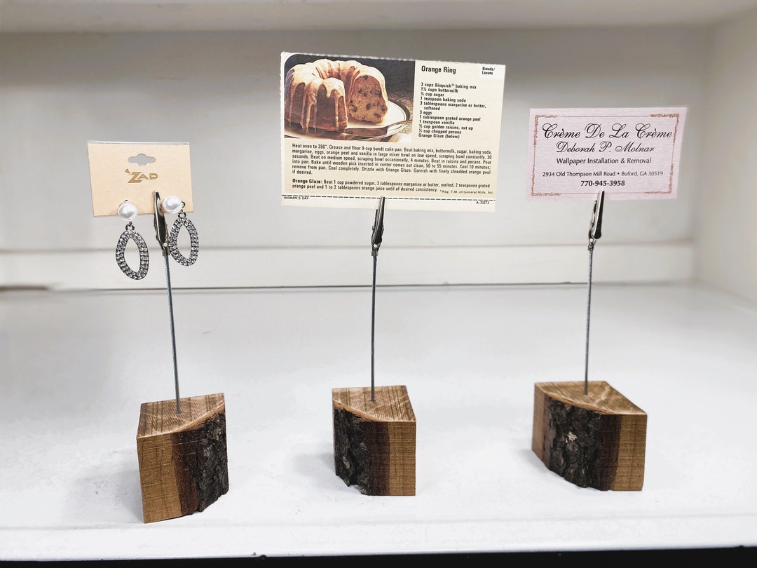 Live Edge Cherry Wood Alligator Clip Display Stand Set - Etsy