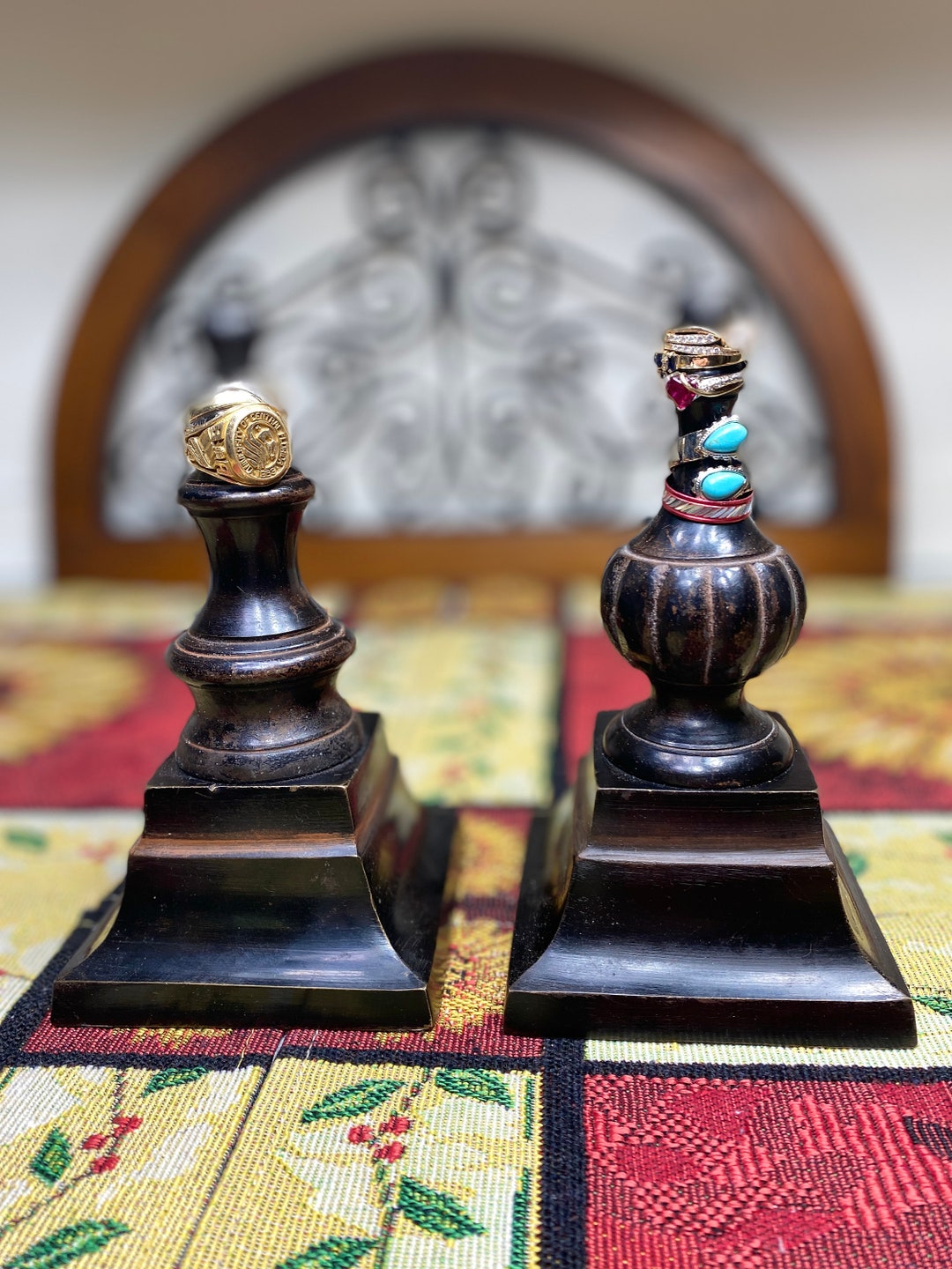 Vintage Bronze Finial Set: Architectural Mantel Decor, Ring Holders ...