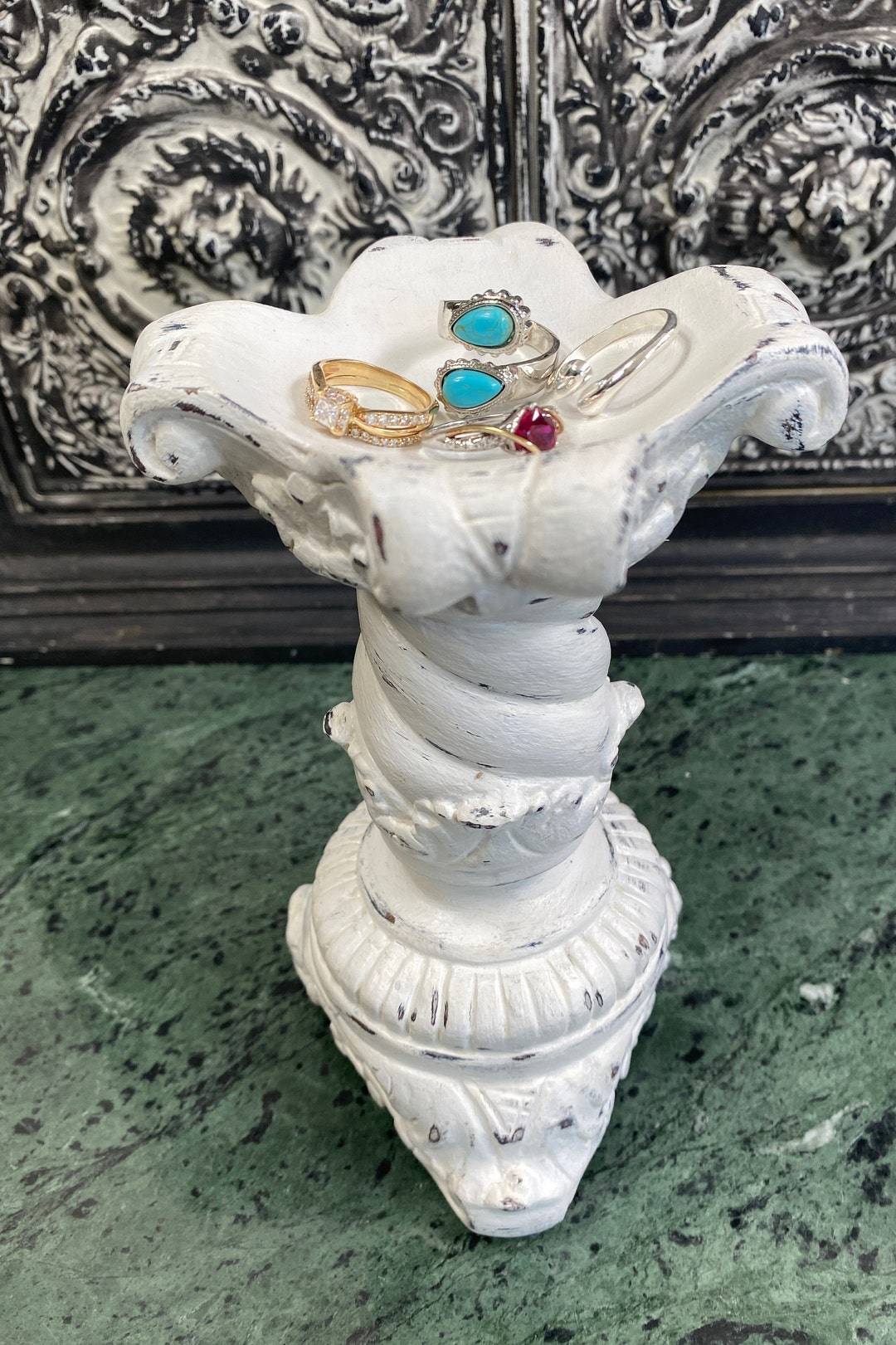 Pedestal Ring Dish, Wedding Ring Stand, Ornate Ring Stand, Jewelry ...
