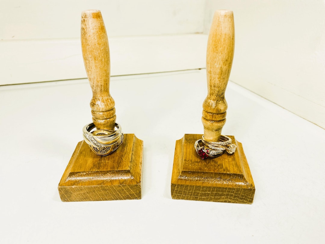Oak Ring Holders, Spindle Ring Holder, Distressed Wood Ring Holder ...