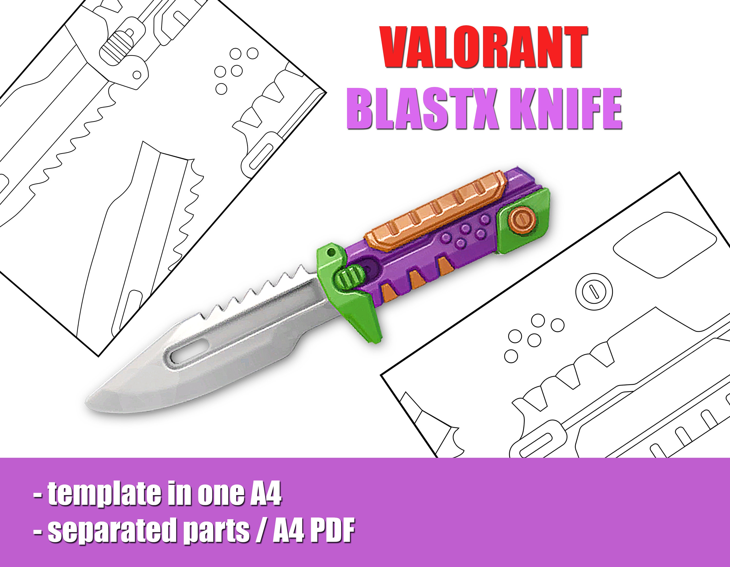 Valorant Blastx Knife Template Pattern Blueprint Cosplay Prop Making - Etsy