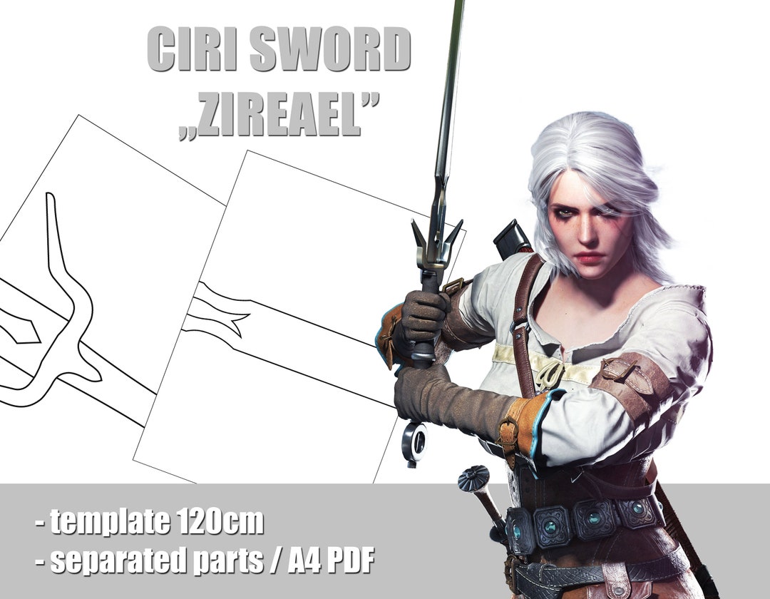 Ciri Sword "zireael" the Witcher 3 Digital Template Pattern Blueprint ...