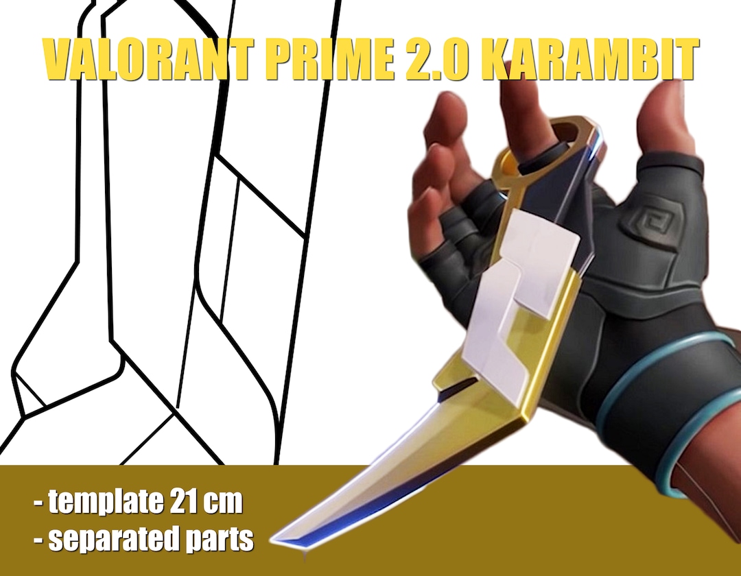 Valorant Prime 2.0 Karambit Knife Template Pattern Blueprint Cosplay ...