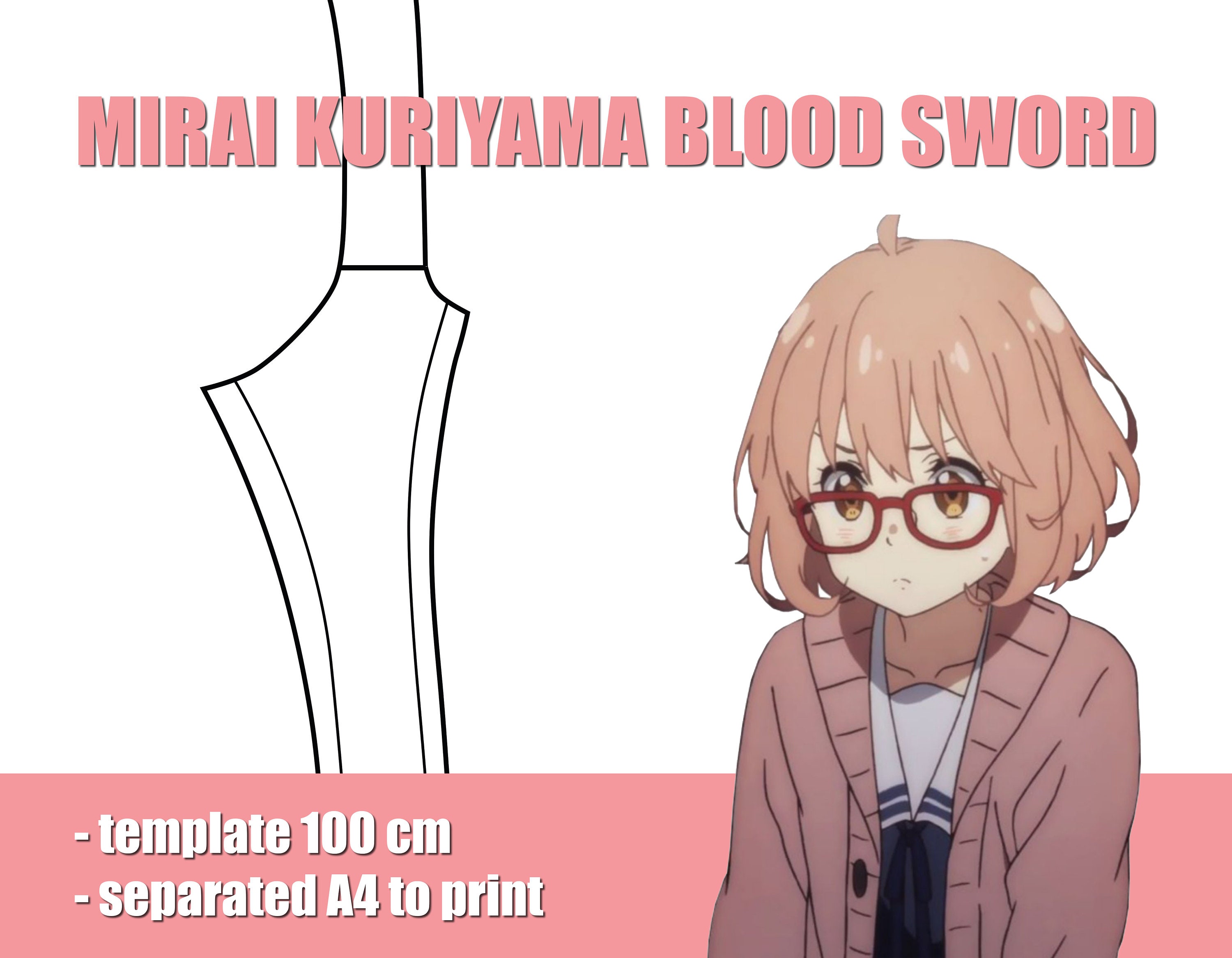 Mirai Kuriyama Blood Sword Digital Template Pattern Blueprint; Cosplay ...