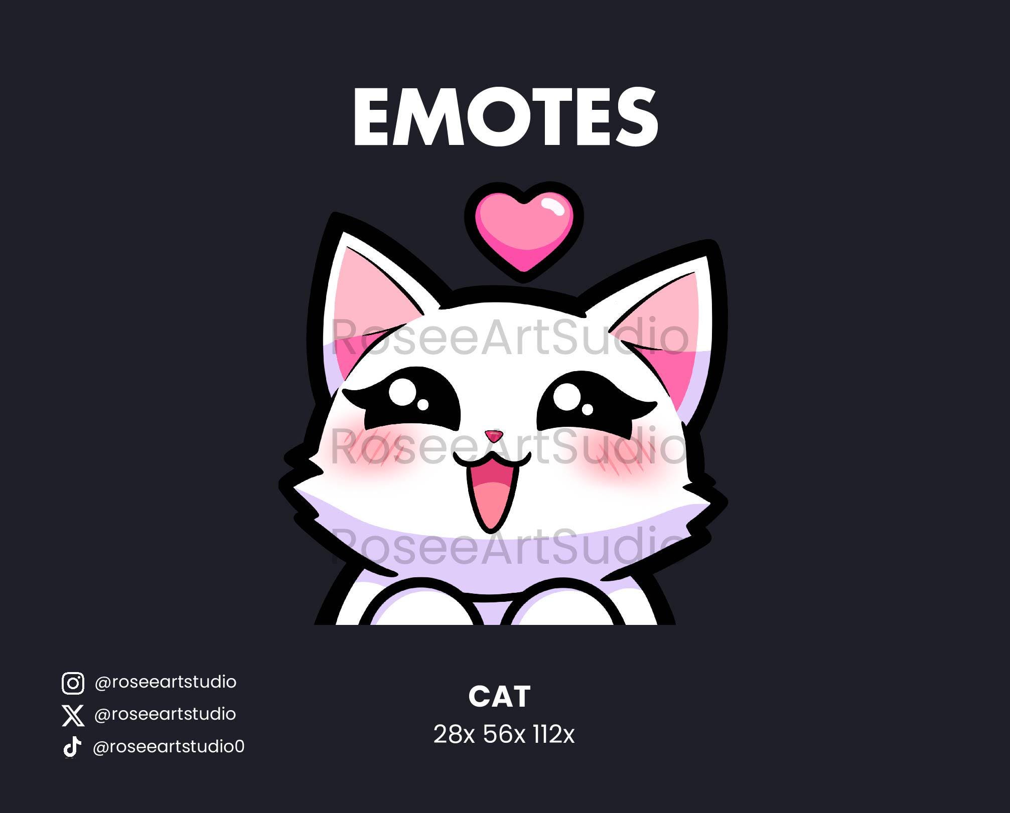 Cat Emotes | Twitch Emotes | Discord Emotes | White Cat | Chibi Emotes ...