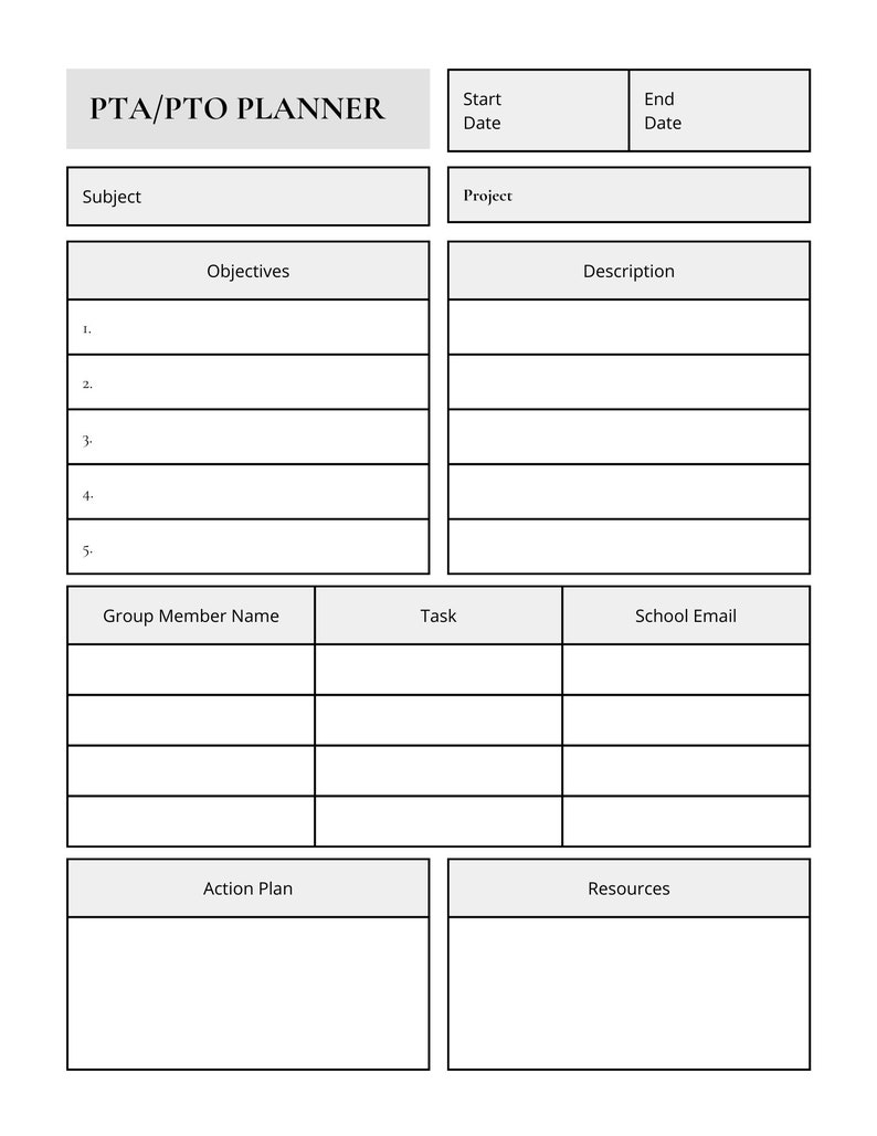PTO/PTA Staff Planning Kit - Boost Productivity and Organization - Etsy