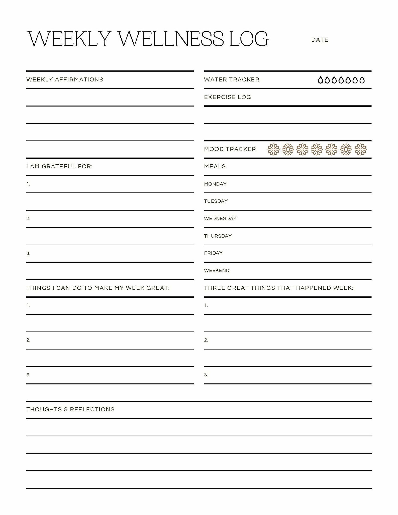 Wellness Goals Planner PDF Digital Self-care Journal Printable Health ...