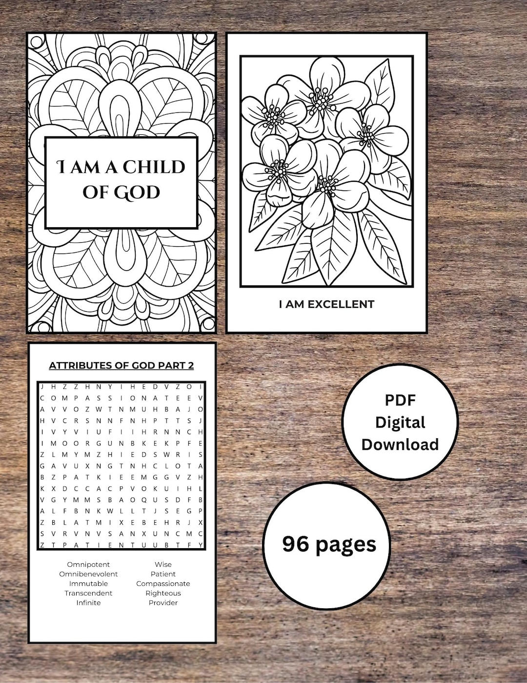 Women's Bible Activity Book Coloring Pages, Word Search & Affirmations ...