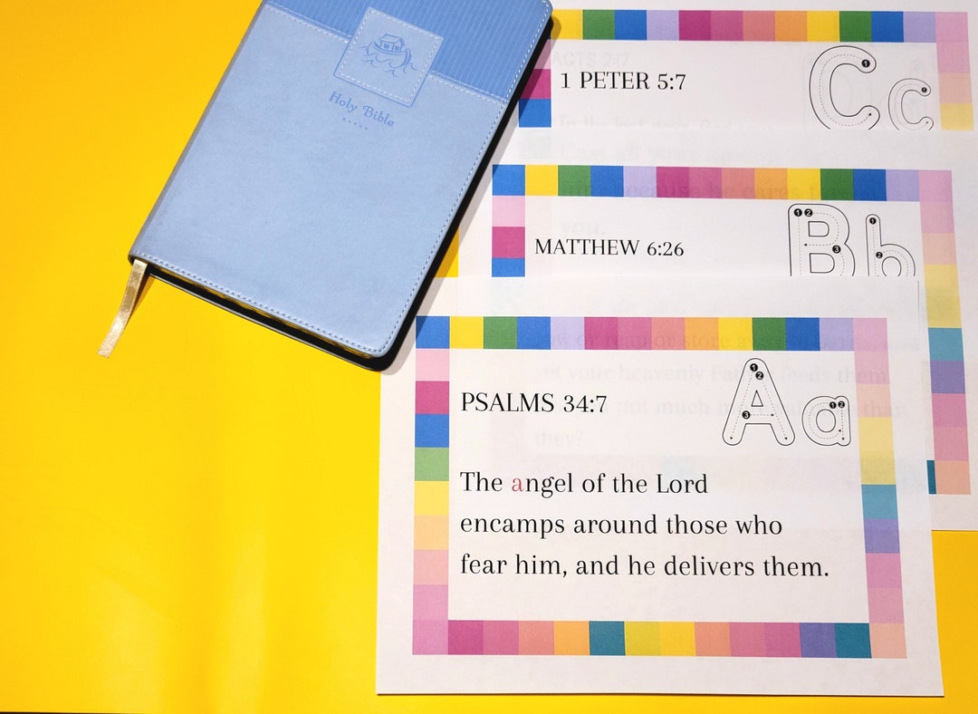 Bible Verses for Kids | Alphabet Tracing | Sunday School Lessons - Etsy