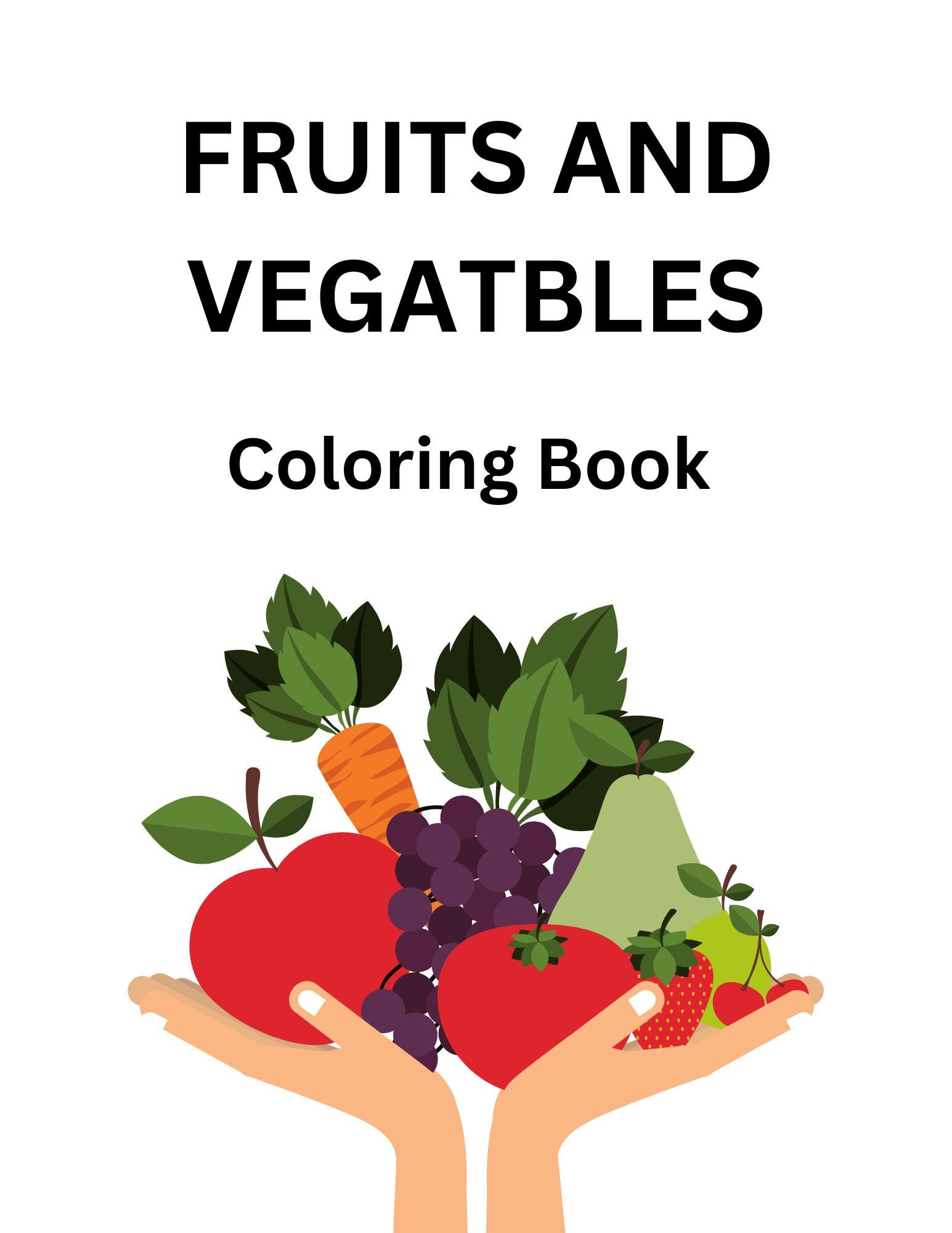 Easy Fruit & Veggie Coloring Book Beginner-friendly Coloring for Kids ...
