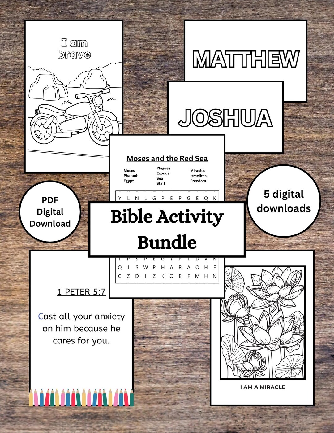 Bible Activity Bundle for Kids | Bible Word Search | Bible Coloring ...