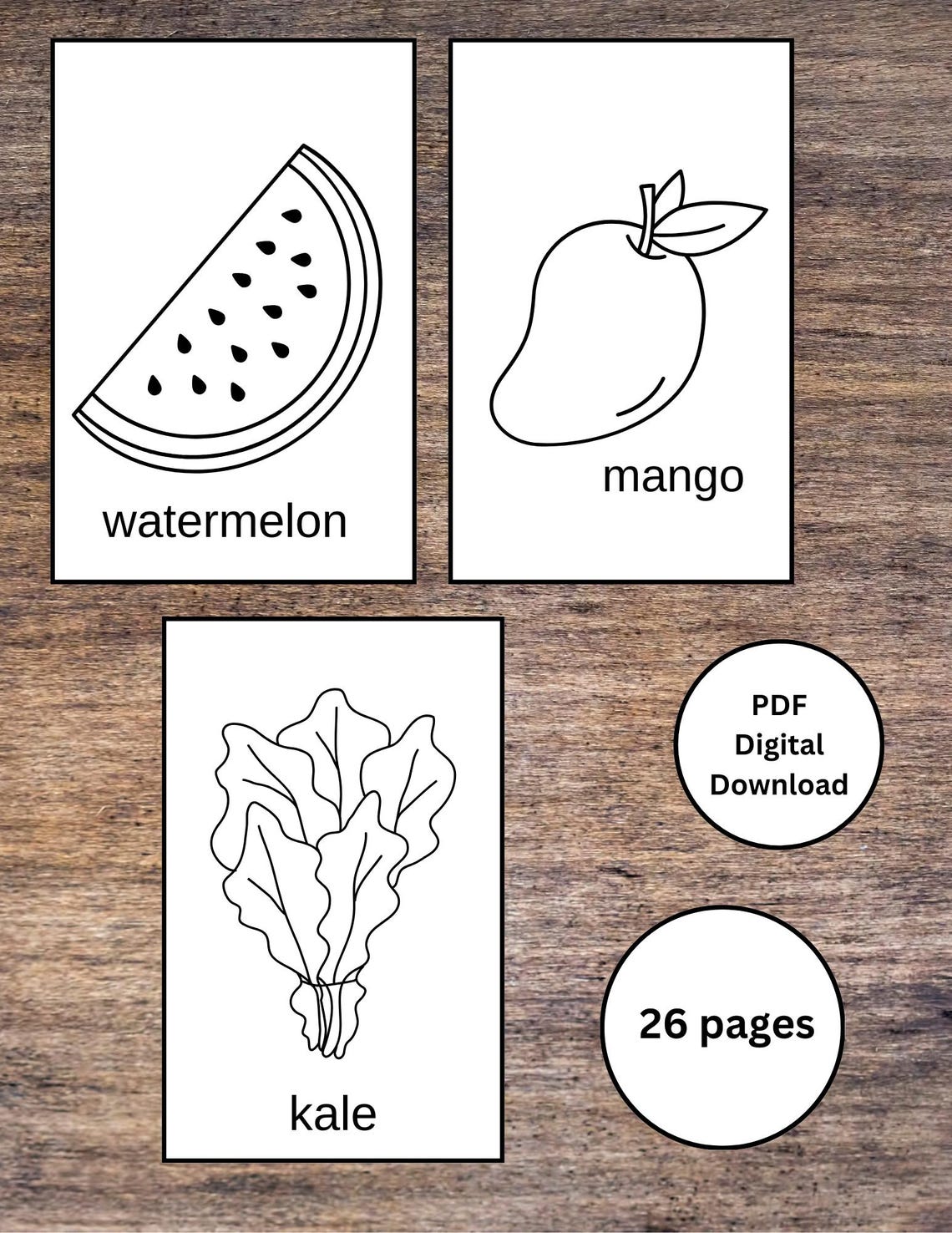 Easy Fruit & Veggie Coloring Book Beginner-friendly Coloring for Kids ...