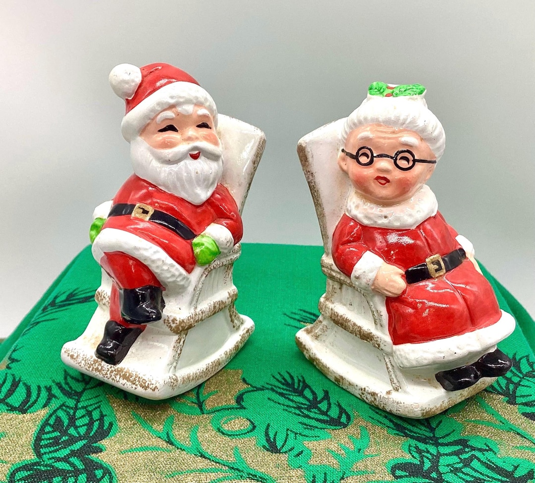 Enesco Christmas Santa and Mrs Claus Sitting in Rocking Chairs Salt ...