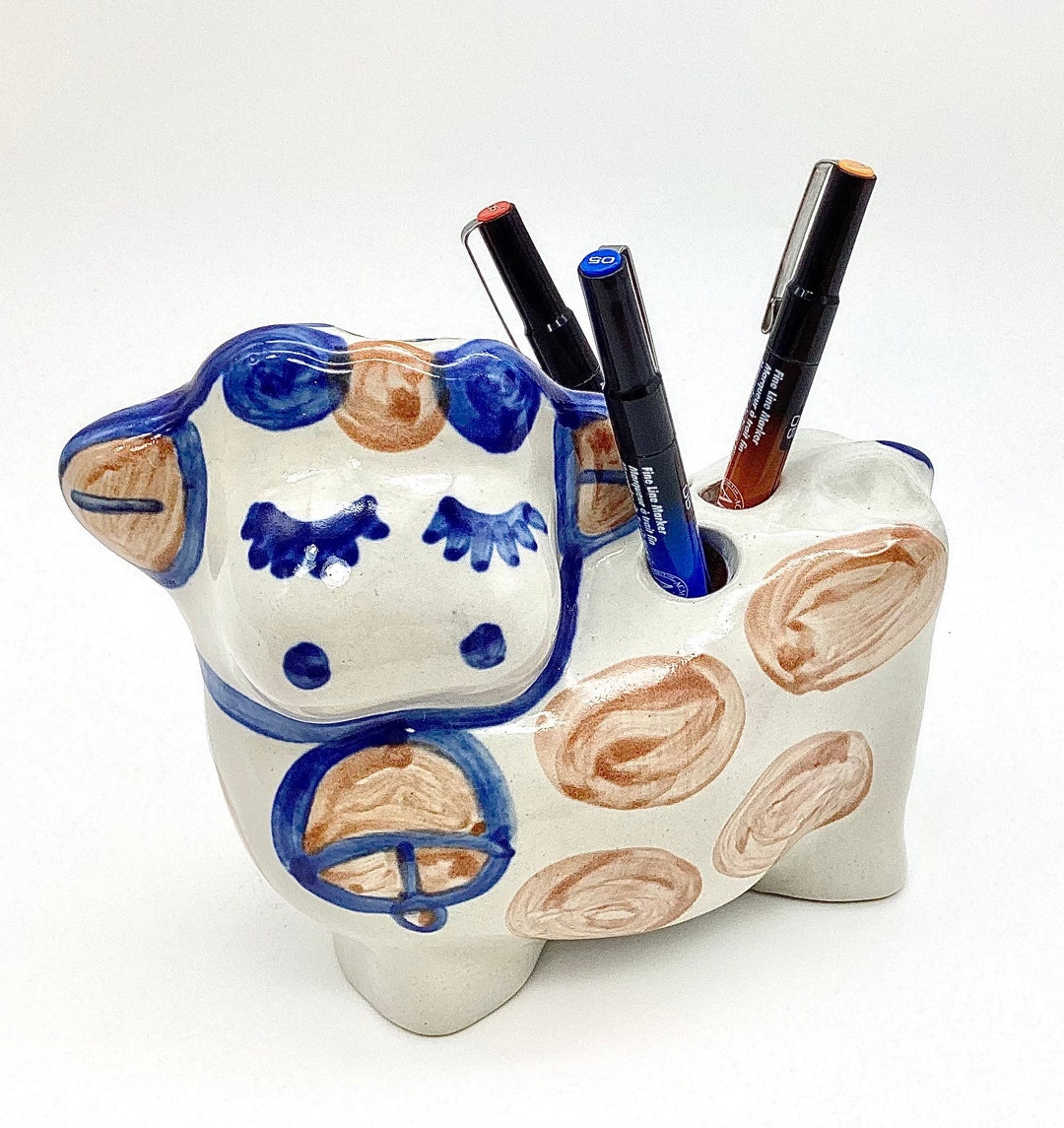 M. A. Hadley Art Pottery Cow Pen Holder Figure Hand Painted - Etsy