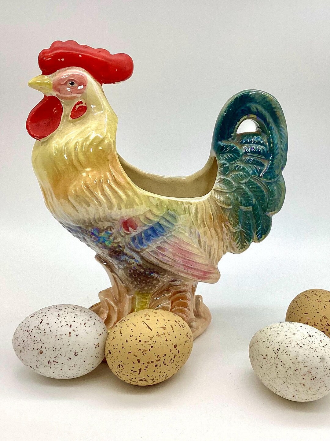 Vintage 1950’s Ceramic Rooster Planter Vase Japan Blue Label 7 1/2” - Etsy