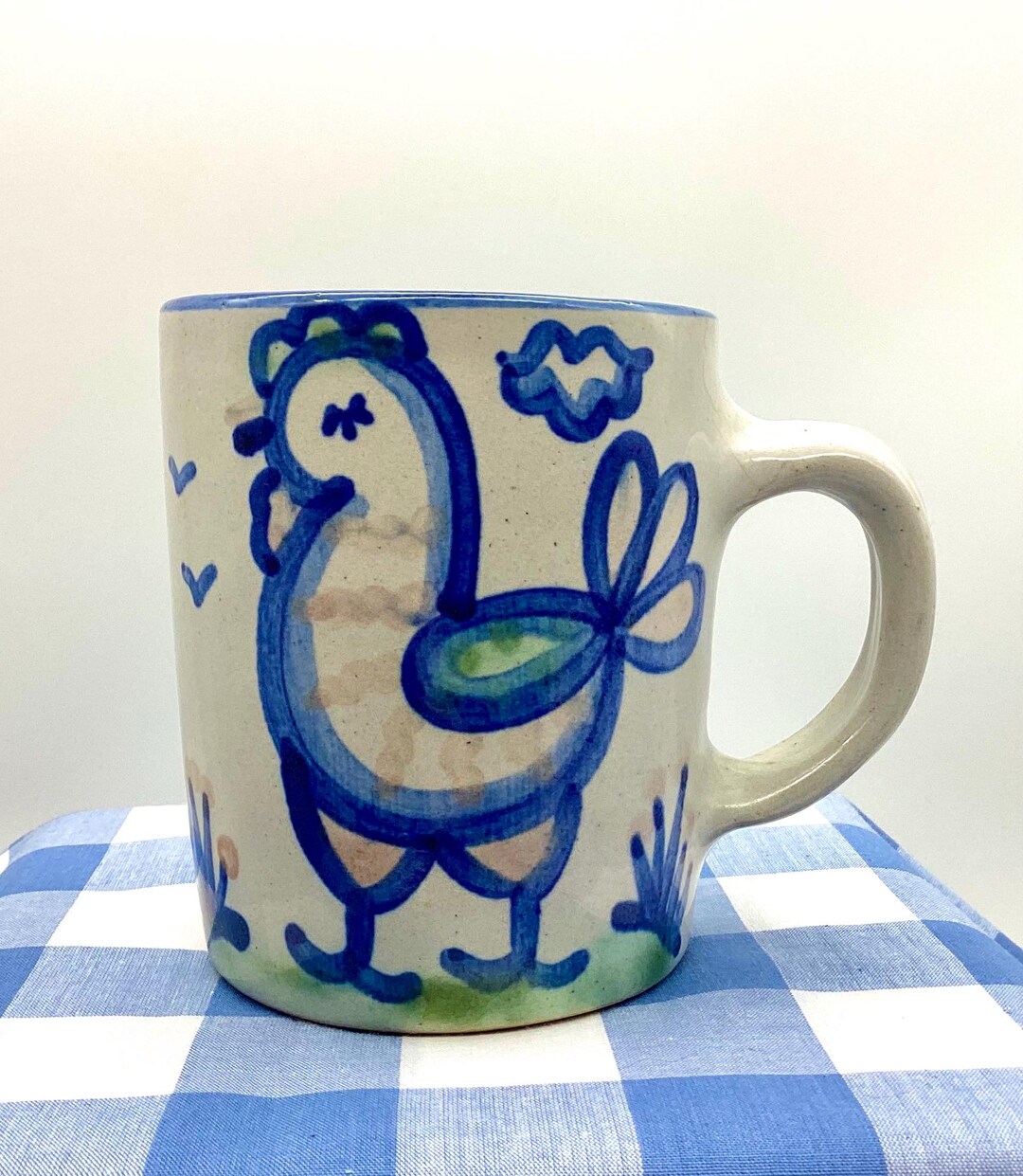 Vintage M. A. Hadley Pottery Chicken Stoneware Mug Country Scene ...