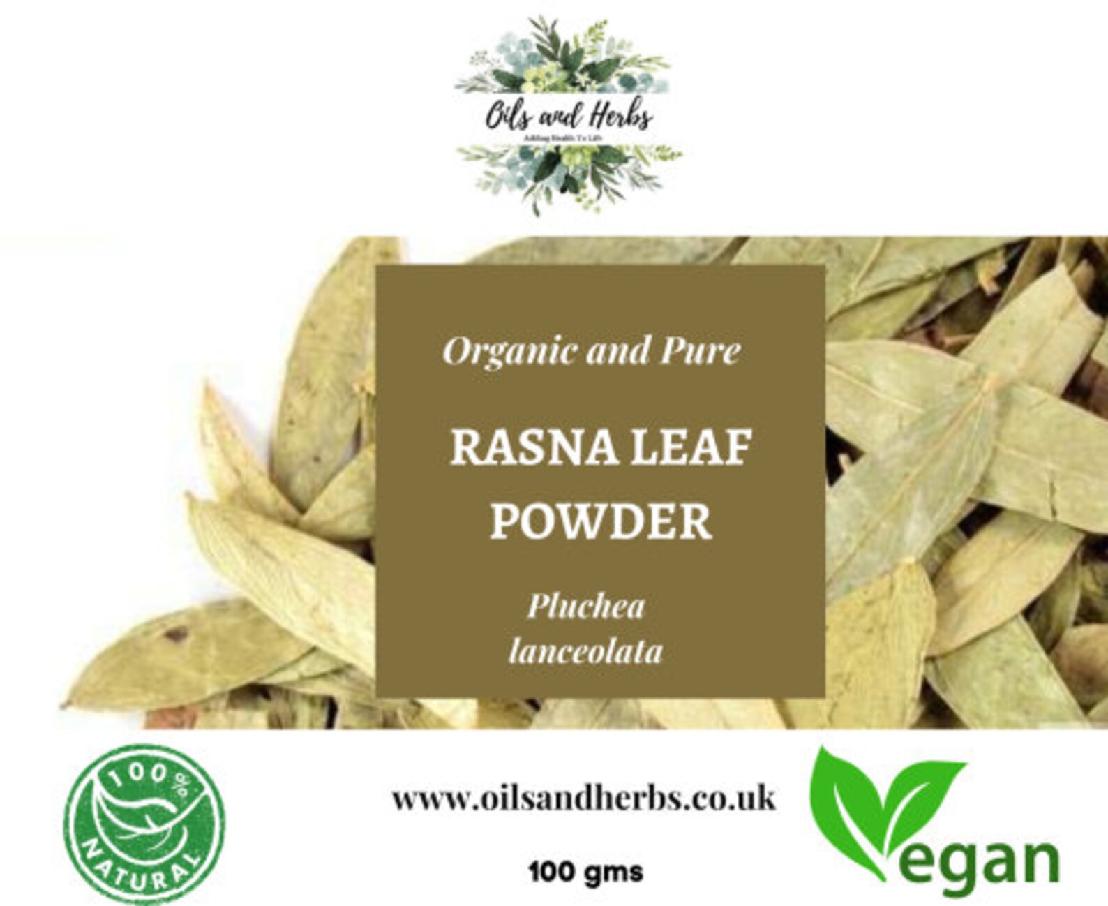 Organic Rasna Leaf Powder- Pluchea Lanceolata -100% Pure, Clean and ...